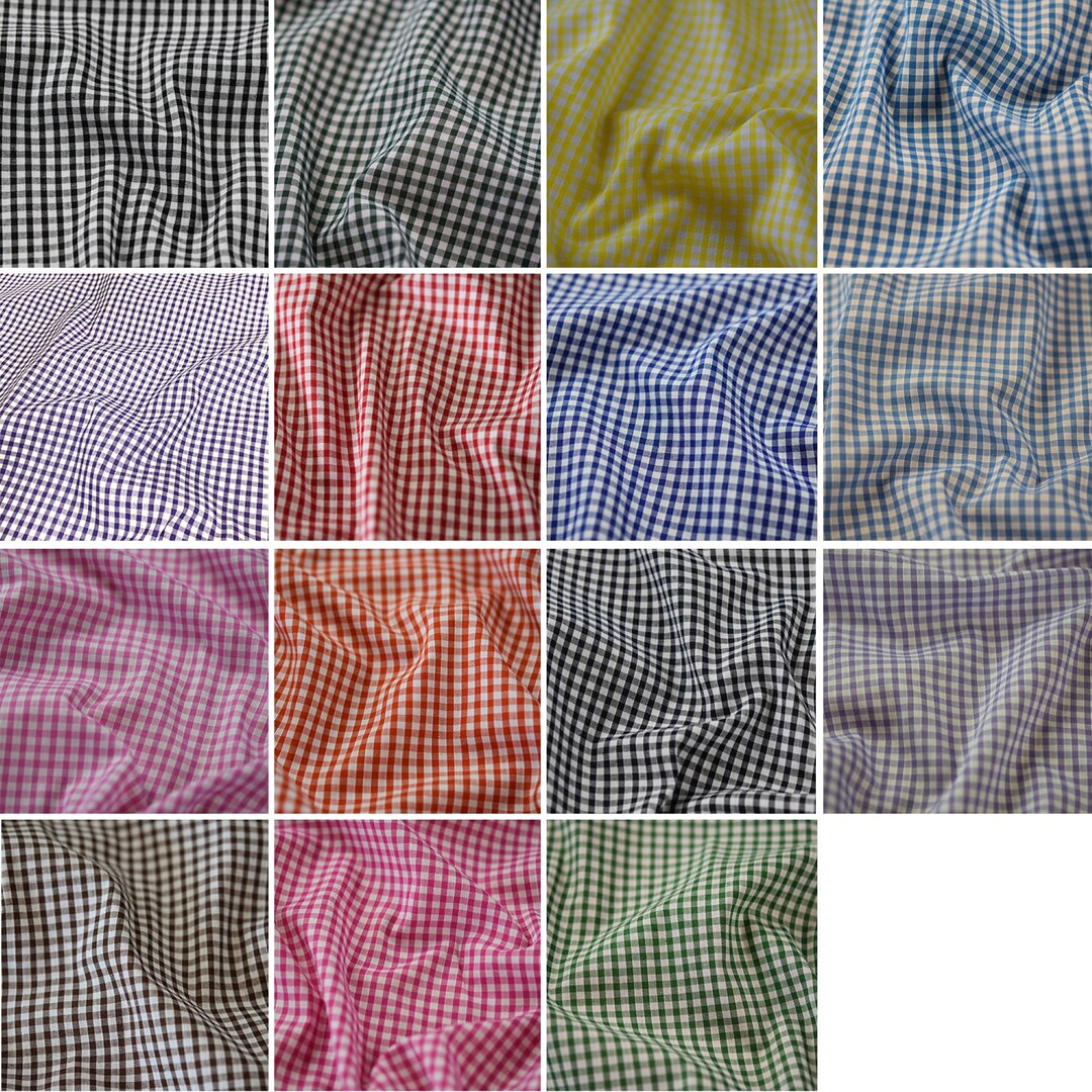1/8" Checked Polycotton Soft Gingham Fabric Check Material for Dress ...