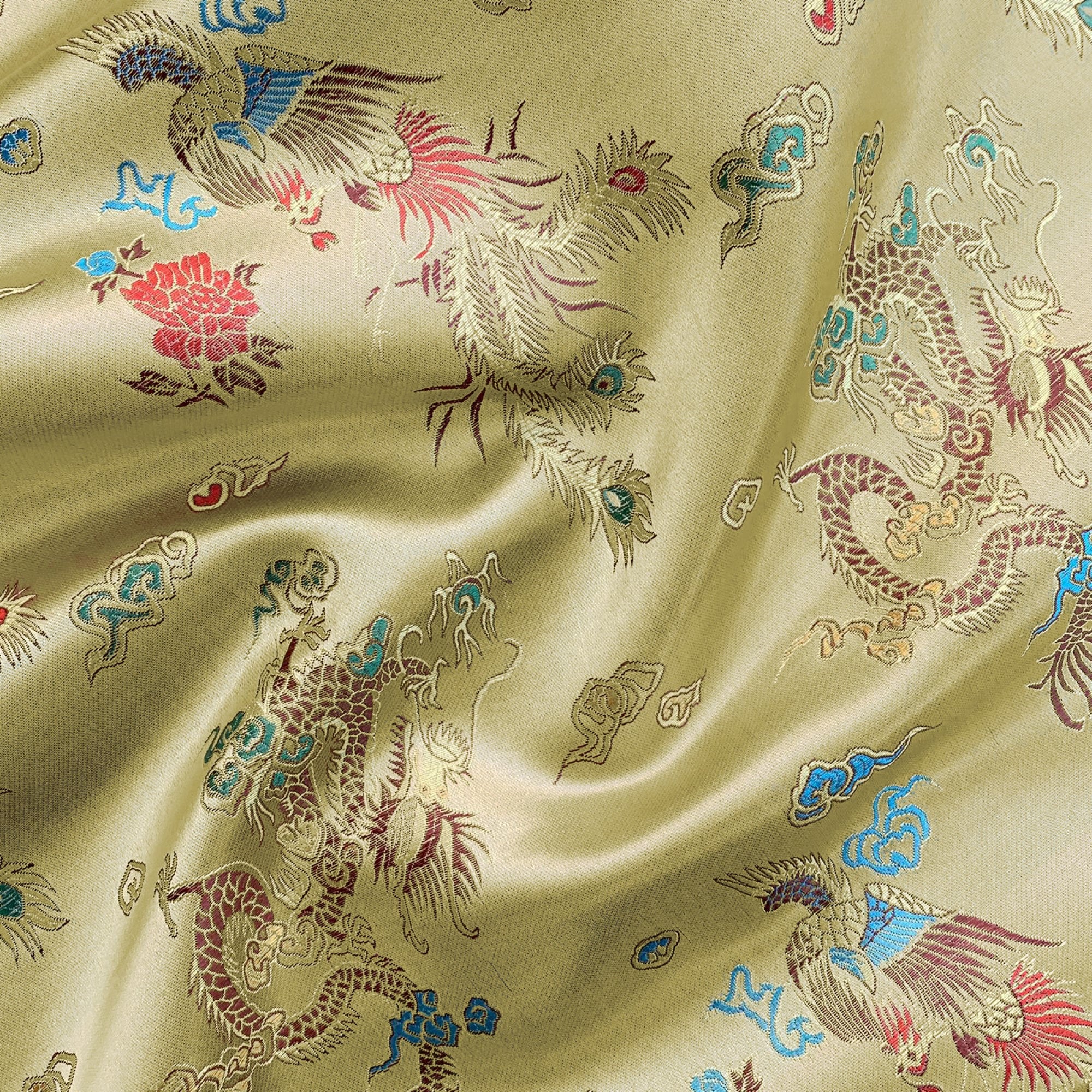 Brocade Chinese Dragon Embroidered Silky Satin Oriental Craft Dress ...