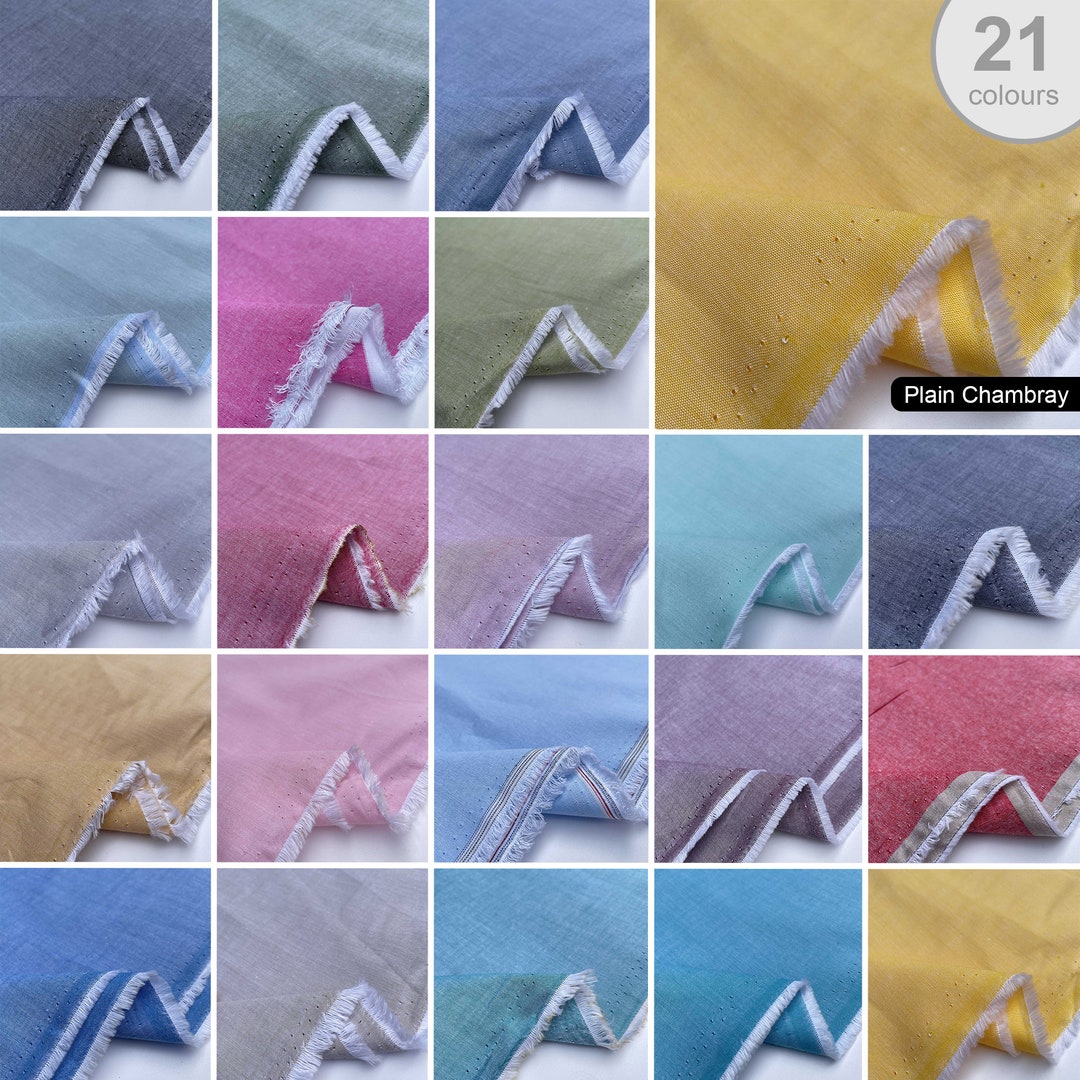 100% Yarn Dyed Cotton John Louden Plain Solid Colours Chambray Home ...