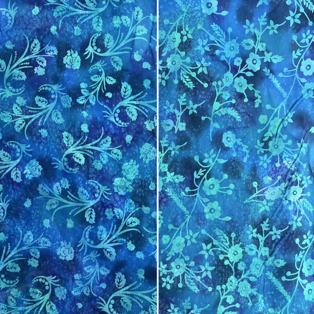 100% Cotton Hand Dyed Indian Bali Batik Printed Stem Floral Design ...