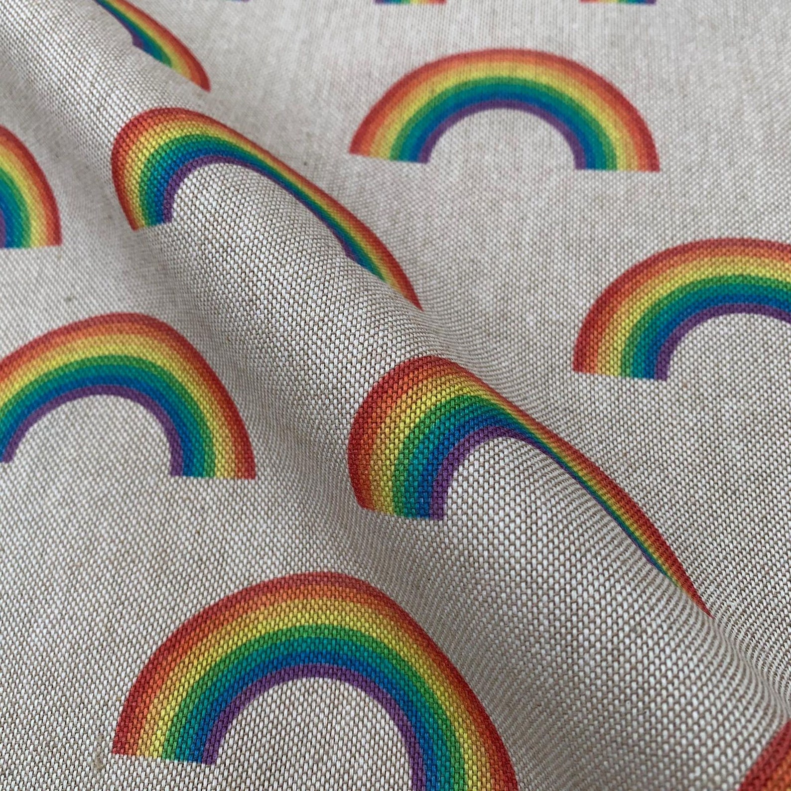 Rainbow Print Design Premium Cotton Rich Linen Fabric Crafts Blinds ...