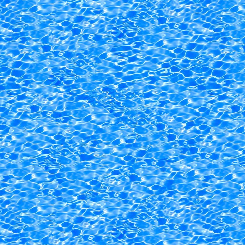 100% Cotton Swimming Pool Ocean Blue Novelty Printed Design Quilting ...