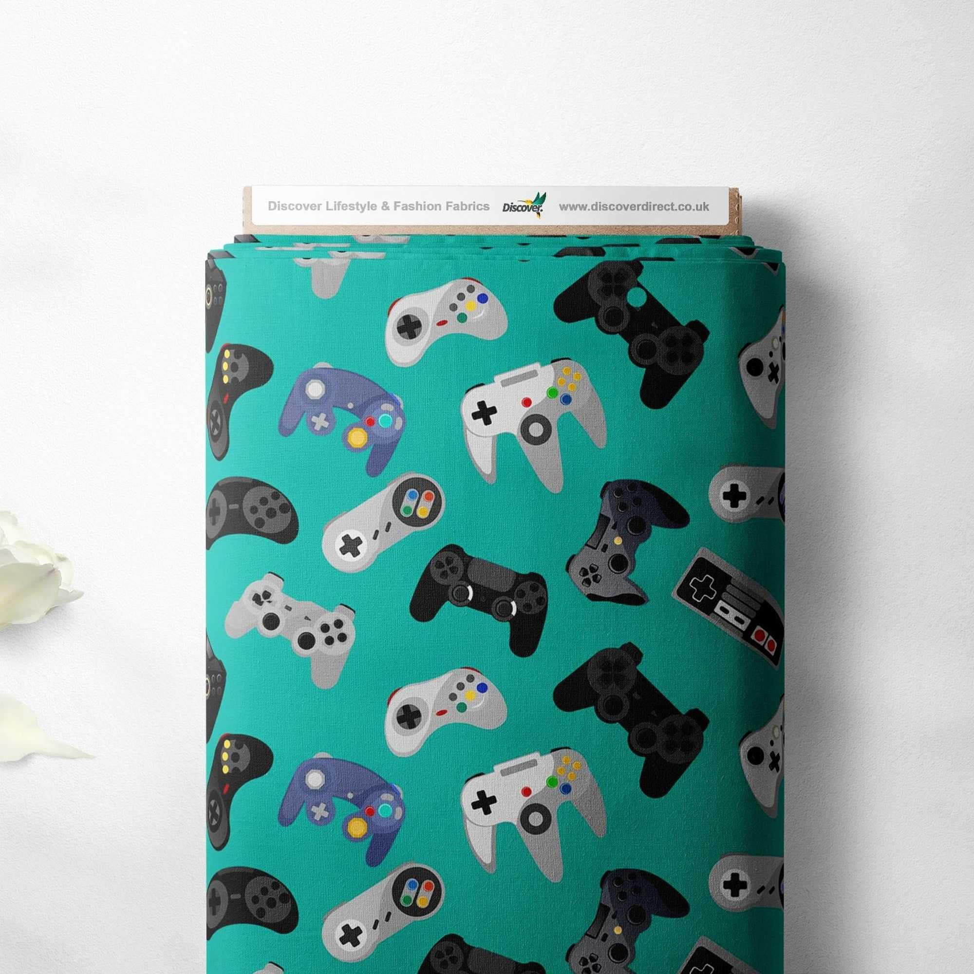 100% Cotton Gaming Controller Console Novelty Printed Design Quilting ...