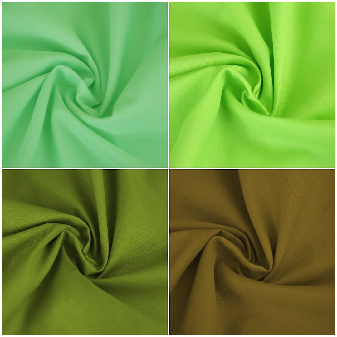 Shades of Green Plain Dyed Polycotton Fabric Material Poly Cotton Oeko ...