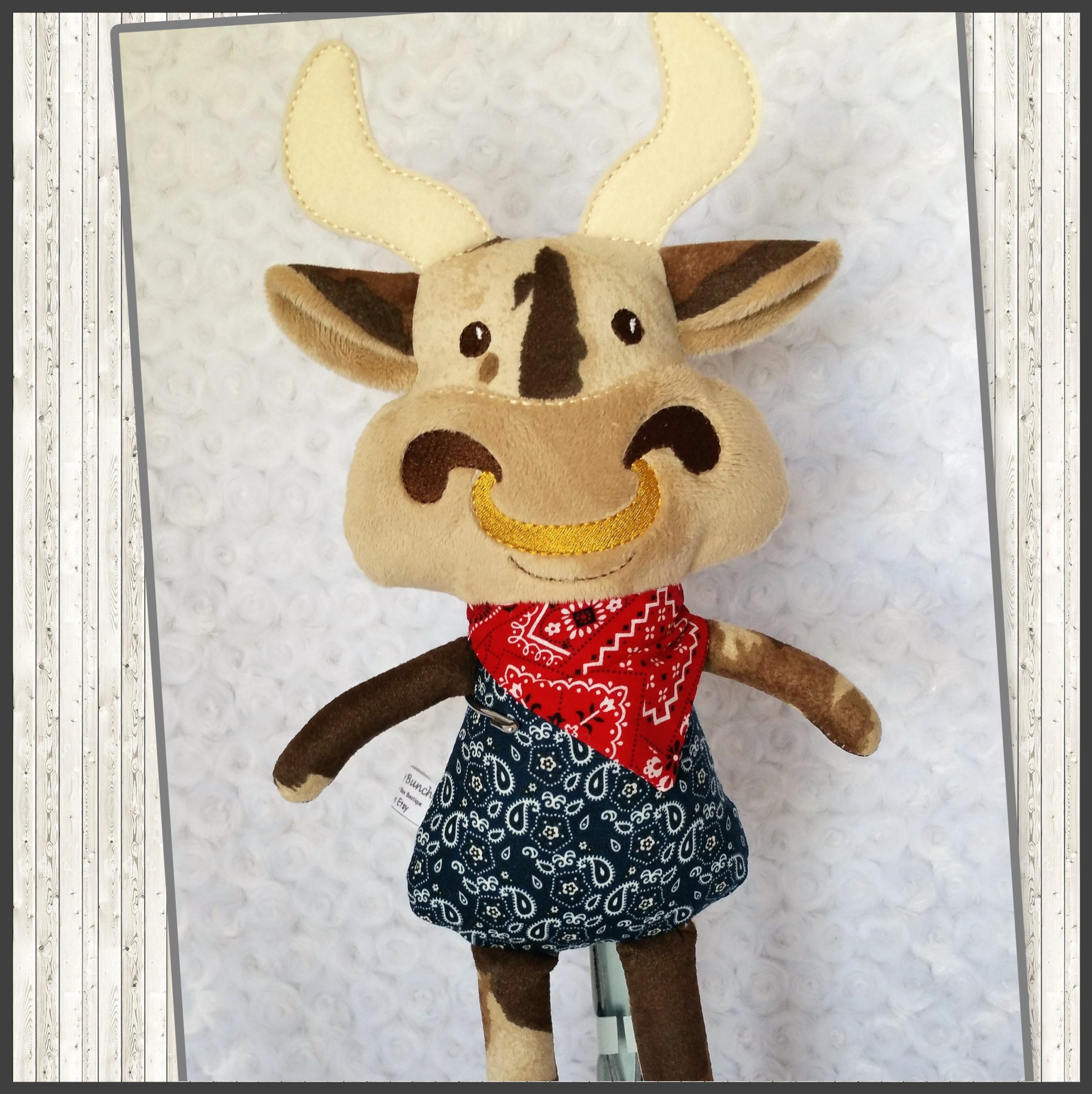 Handmade Stuffie Cow Bull Fabric Doll Rag Doll Custom | Etsy