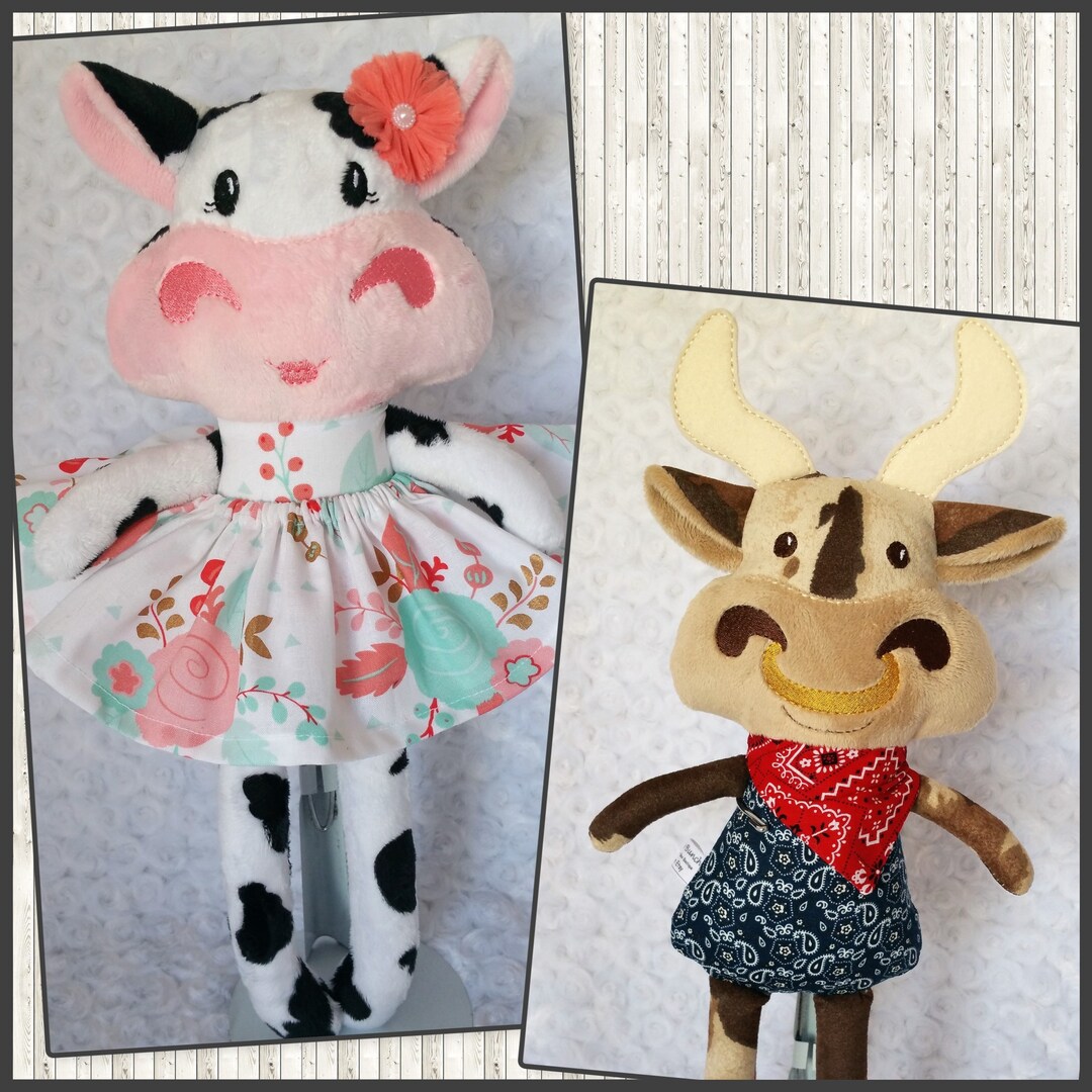 Handmade Stuffie, Cow, Bull, Fabric Doll, Rag Doll Custom Order - Etsy