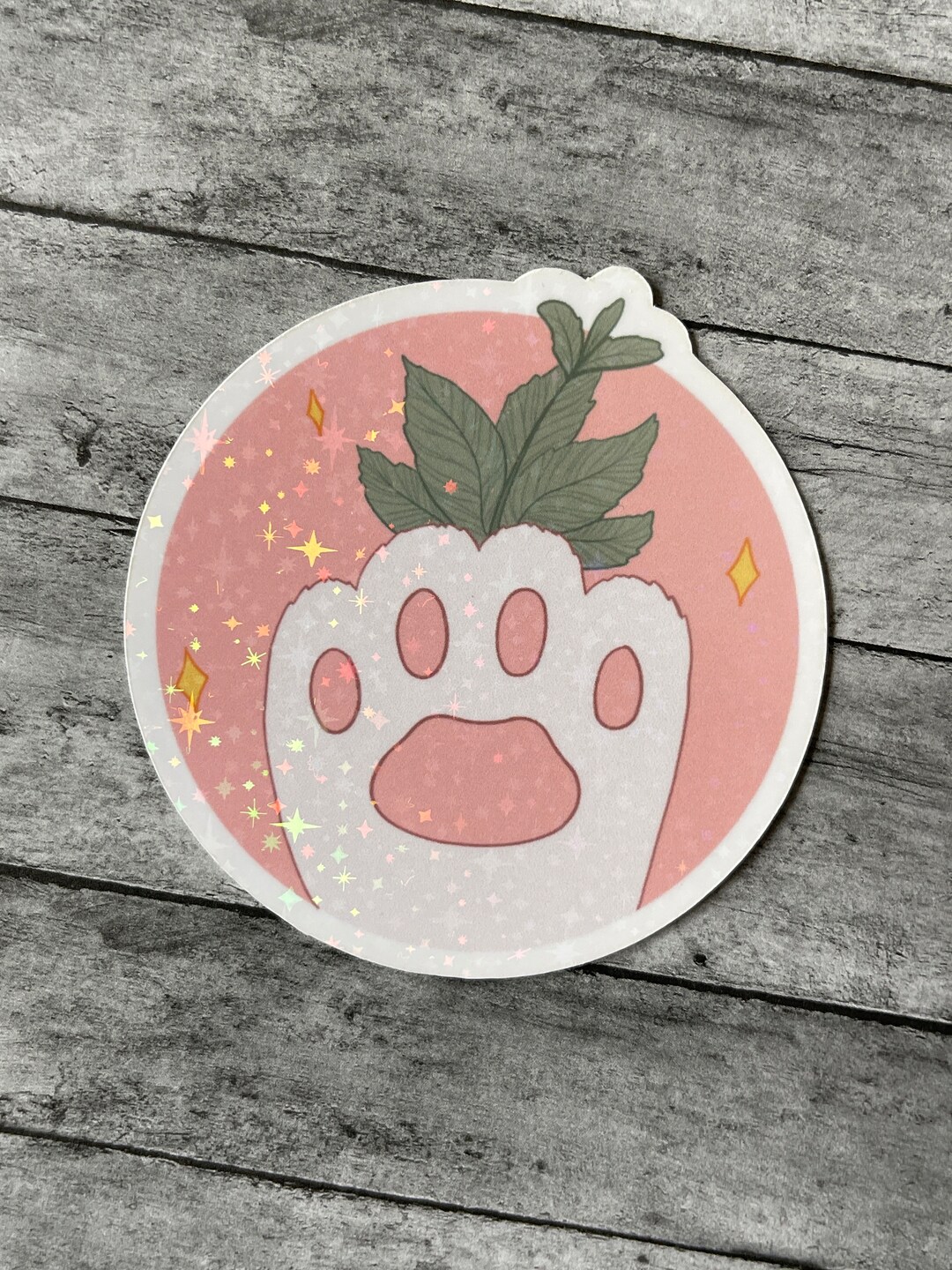 Pastel Pink Catnip Cat Paw Holographic Vinyl Sticker 3” Wide - Etsy