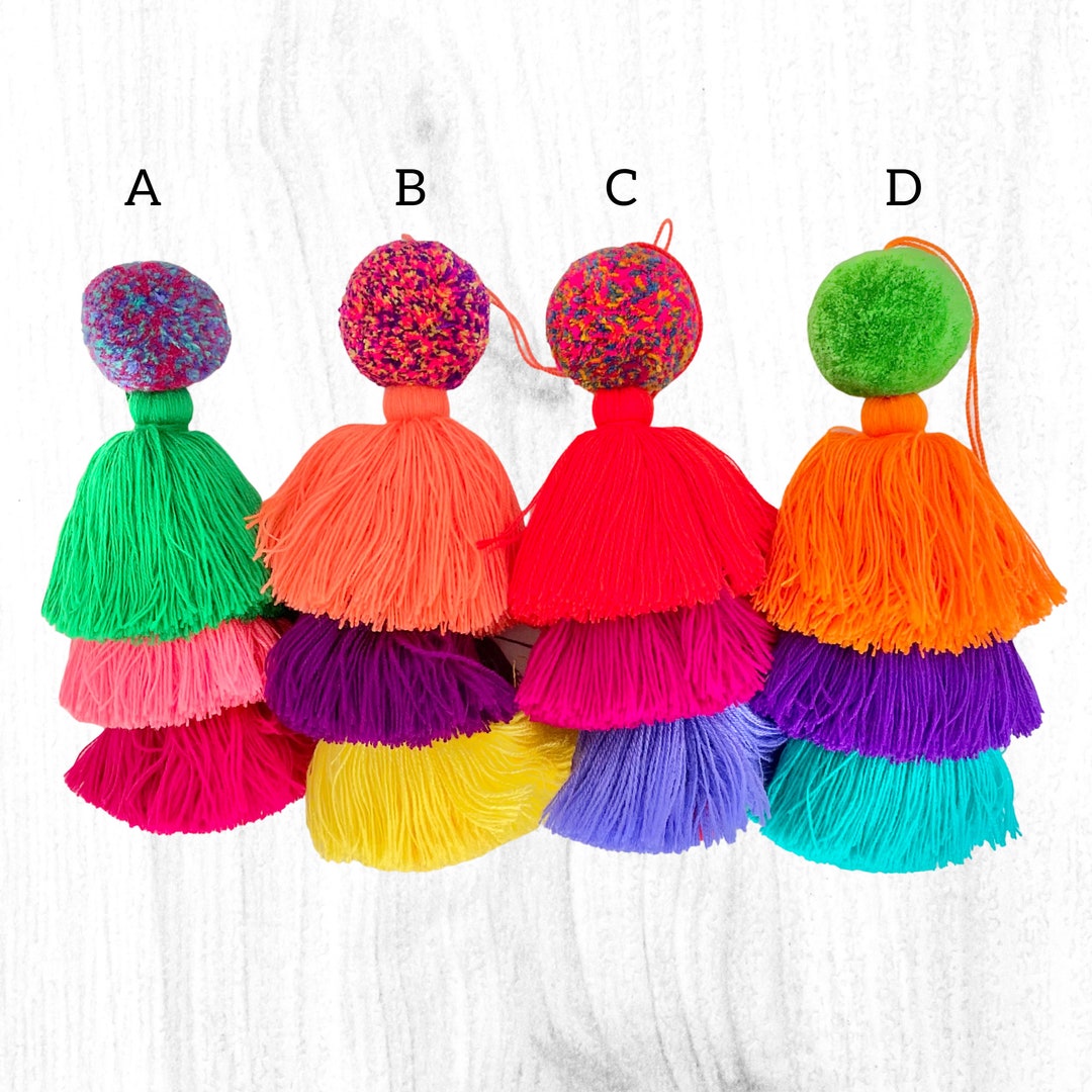 Pom Pom Tassel for Handbags, Mexican Pom Tassel, Purse Charm, Pom Pom ...