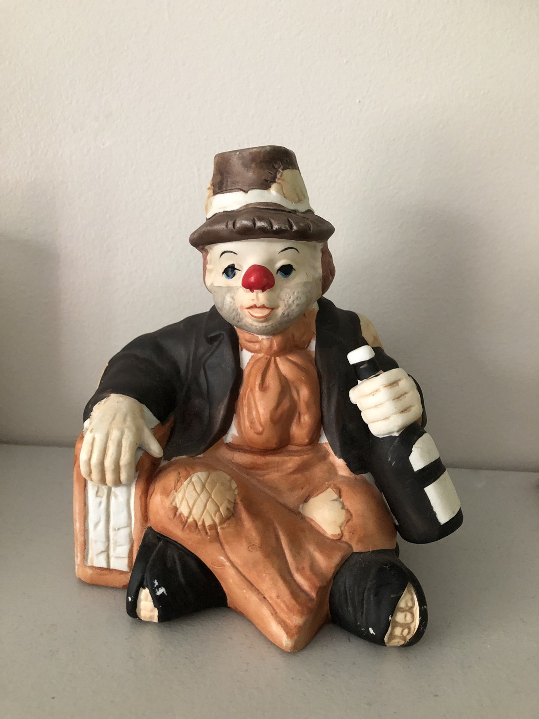 Vintage Ceramic Hobo Clown Music Box Plays Tiny Bubbles - Etsy