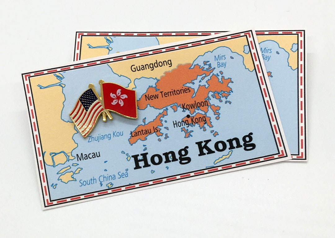 Hong Kong and USA Double Flag Pin / Tie Tack / Lapel Pin / Friendship ...