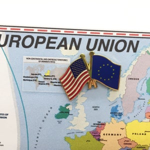 European Union & USA Flag Pin / Tie Tack / Lapel Pin / Friendship Flag ...