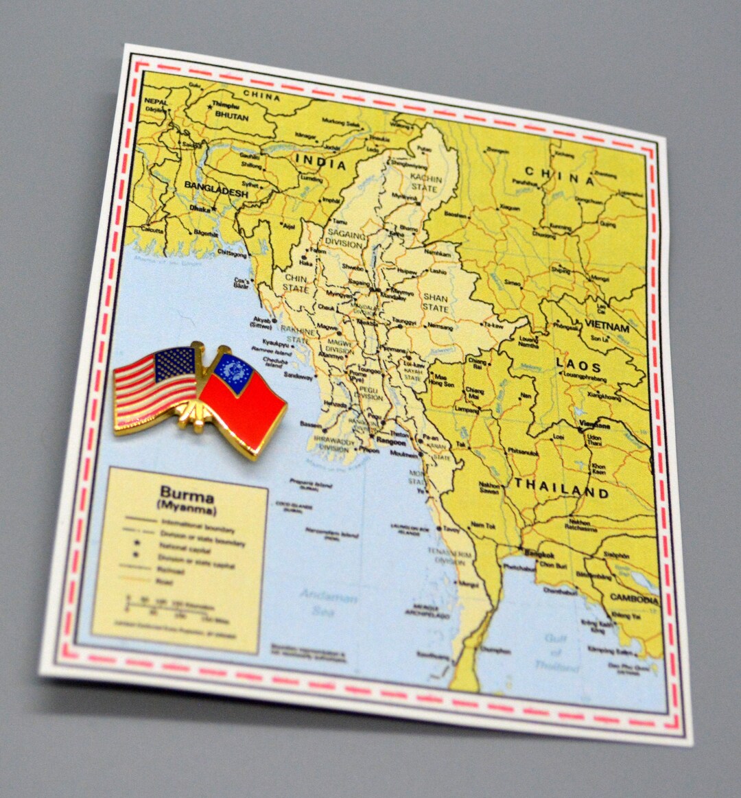 Burma Myanmar & USA Friendship Flag Pin - Etsy