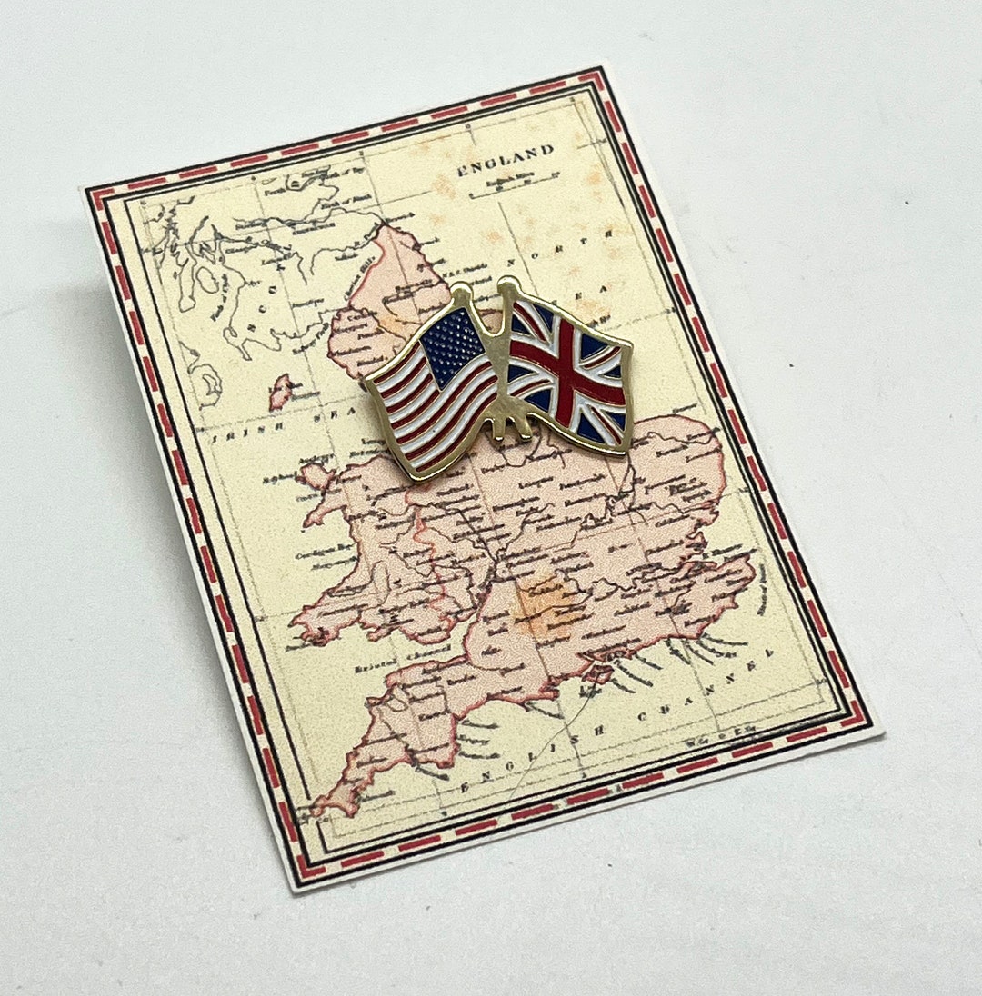 England and USA Double Flag Pin / Tie Tack / Lapel Pin / Friendship ...