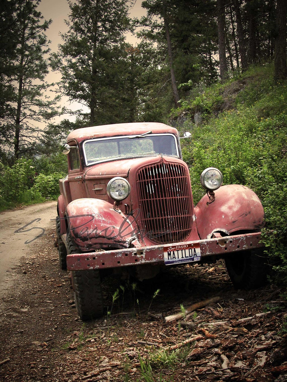 Vintage Red Truck Photograph, Rustic, Outdoor / "matilda" - Etsy