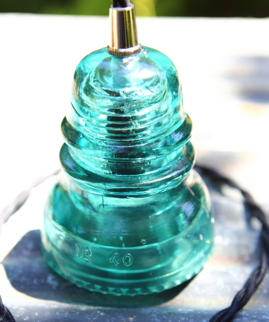 Hemingray 40 / Beautiful Green Glass Insulator Pendant Light / | Etsy