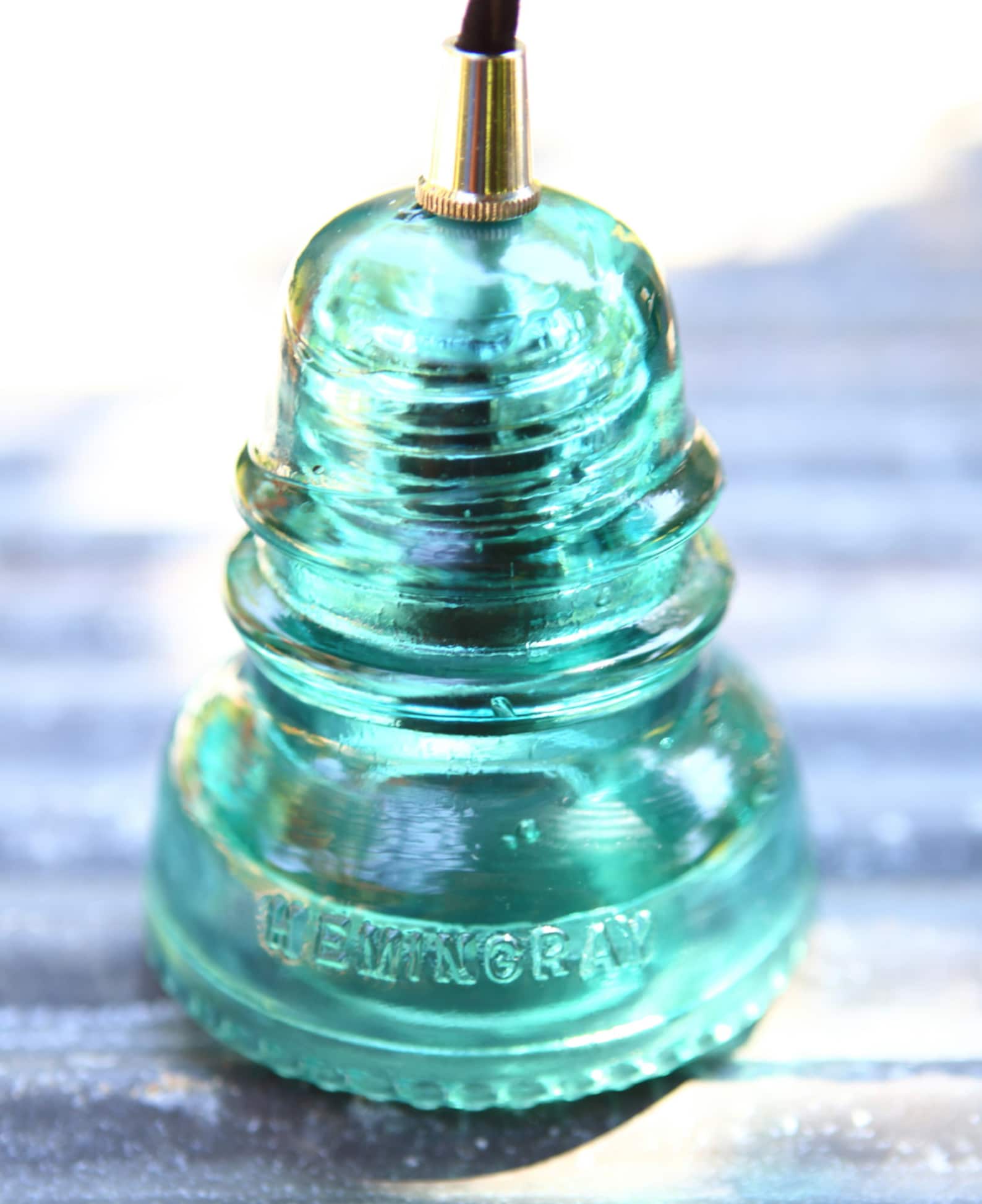 Hemingray 40 / Beautiful Green Glass Insulator Pendant Light / - Etsy
