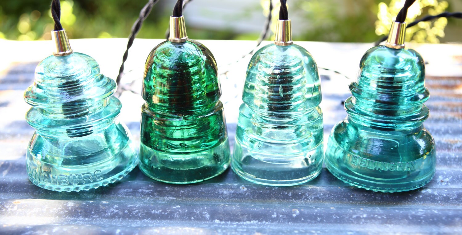 Hemingray 40 / Beautiful Green Glass Insulator Pendant Light / | Etsy