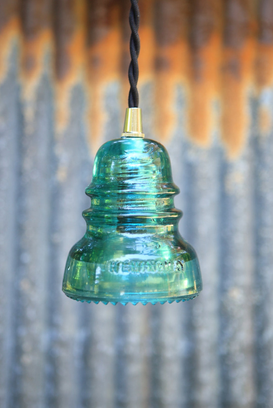 Hemingray 40 / Beautiful Green Glass Insulator Pendant Light / Really ...