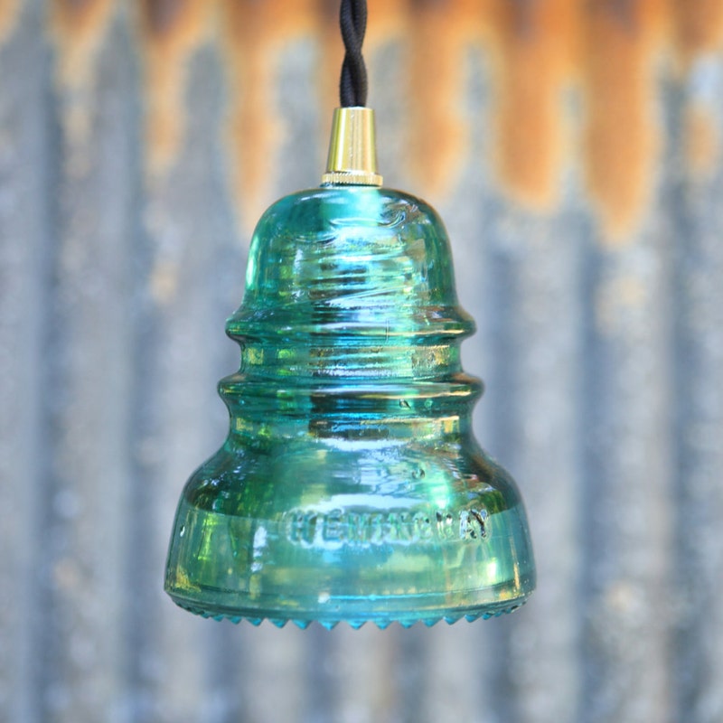 Glass Insulator Pendant Light - Etsy