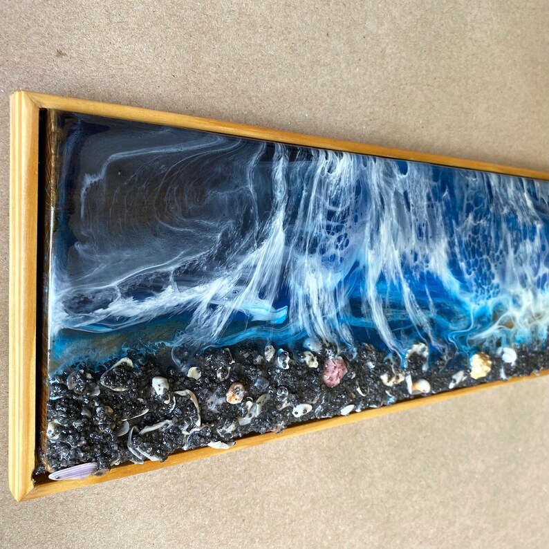 Black Sand Resin Art Ocean Resin Art Sea Shells Sand Coastal Beach ...
