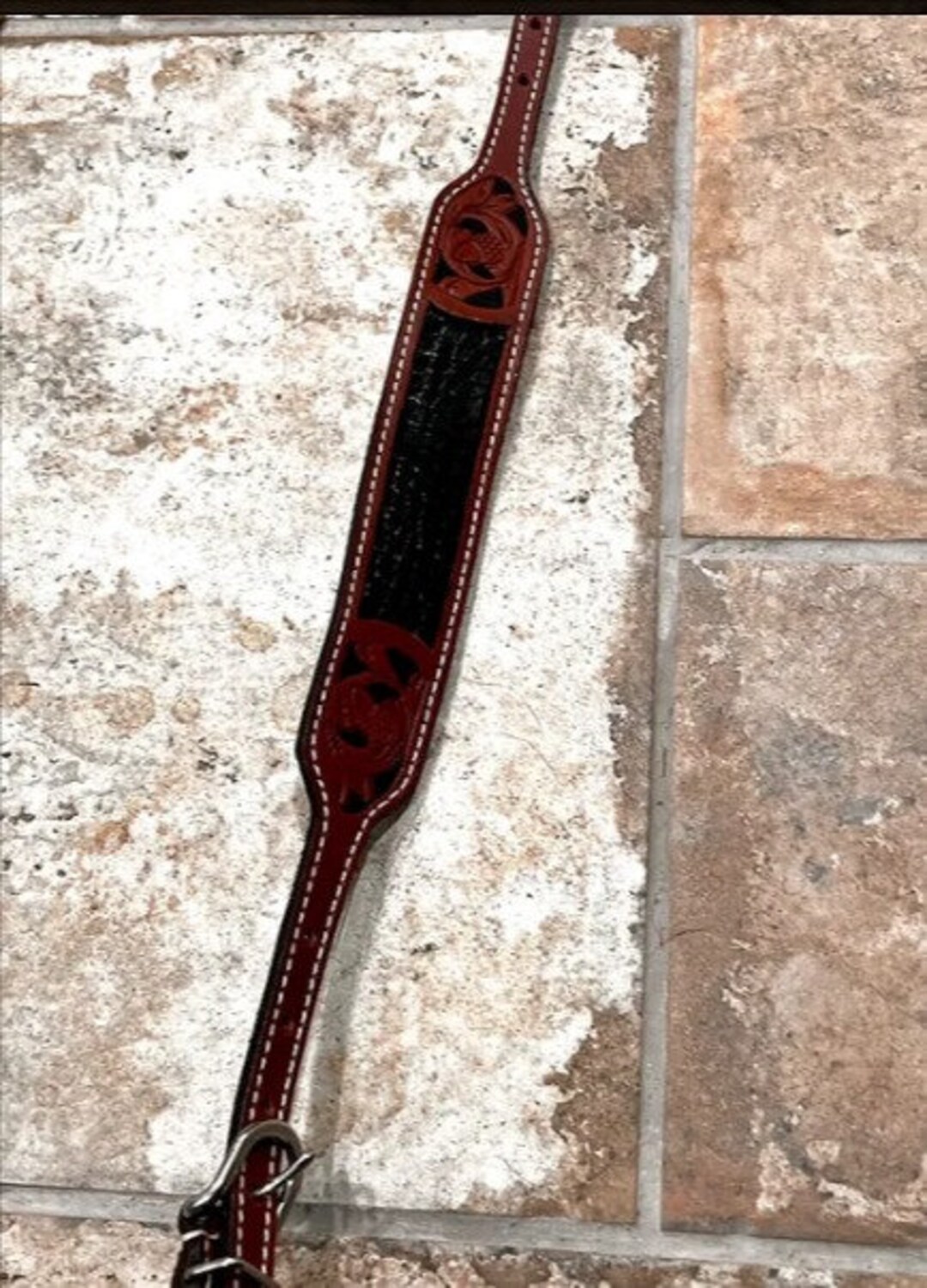 Black Alligator Inlay Wither Strap Western Horse Show Trail Barrels - Etsy