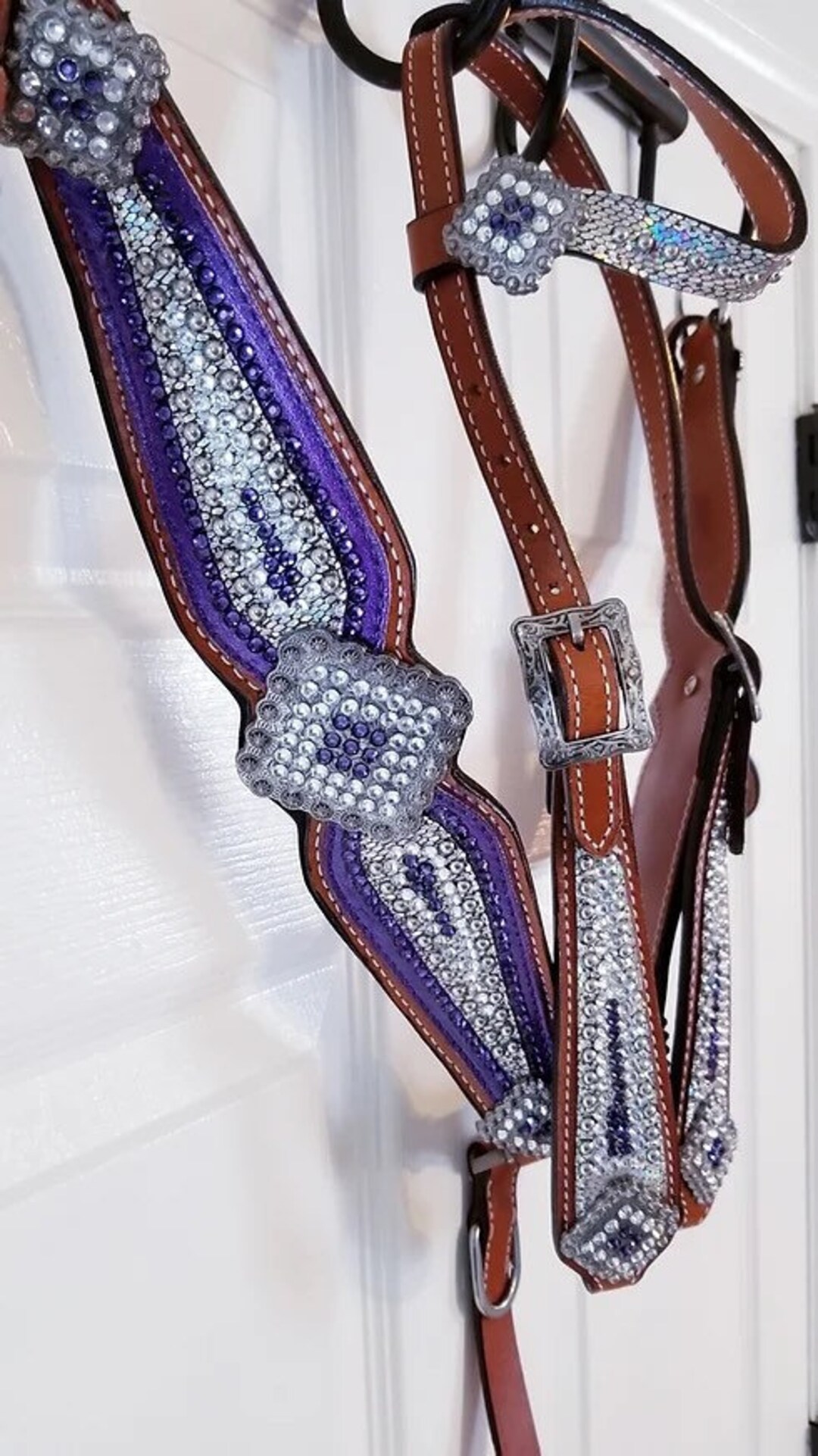 Purple & Clear Crystal Bridle Breast Collar Set Western - Etsy