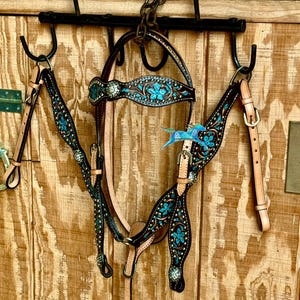 Turquoise Scalloped With Crystal Conchos Bridle Breast Collar Set ...