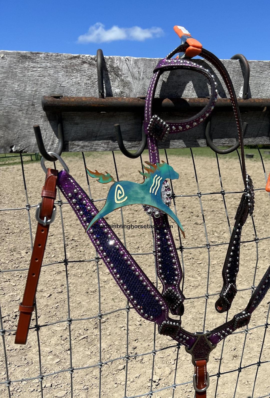 Purple Crystal Bridle Breast Collar Set No Fringe Western Horse Show ...