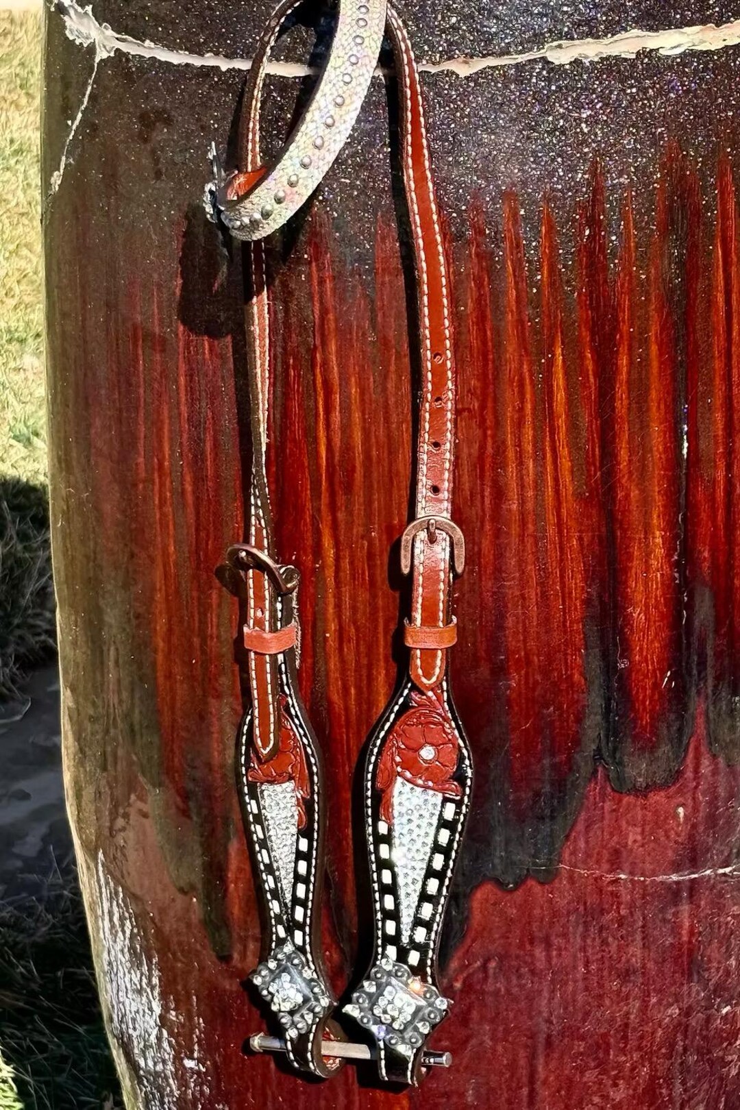 Crystal Clear Buckstitch One Ear Bling Western Headstall Bridle - Etsy