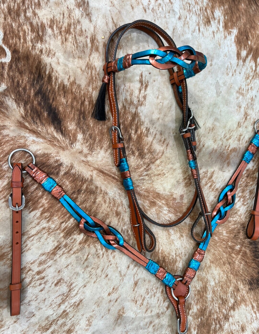 Teal & Copper Celtic Knot Bridle Breast Collar Set Quick Change Western ...