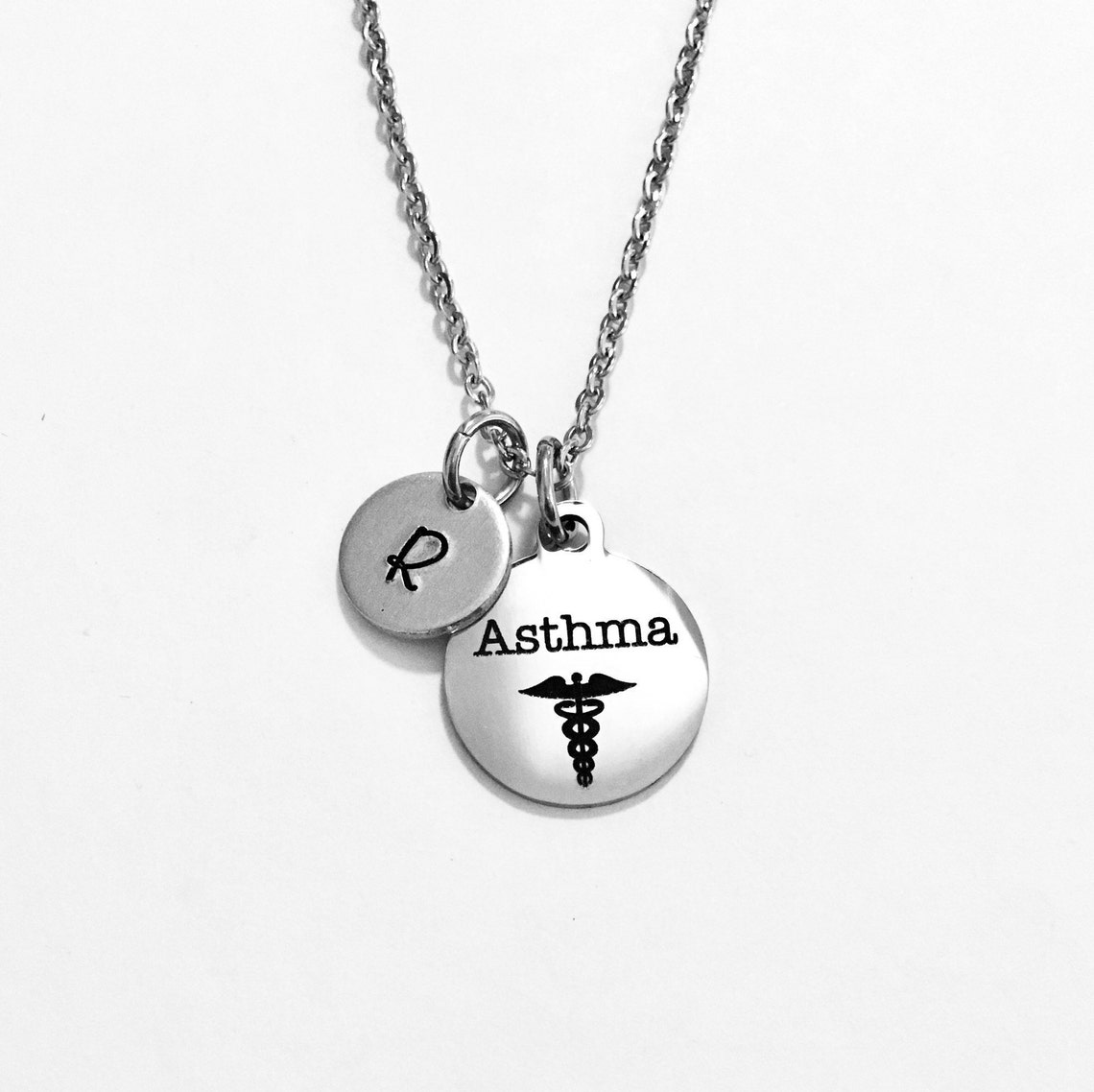 Asthma necklace breathing conditions initial necklace | Etsy
