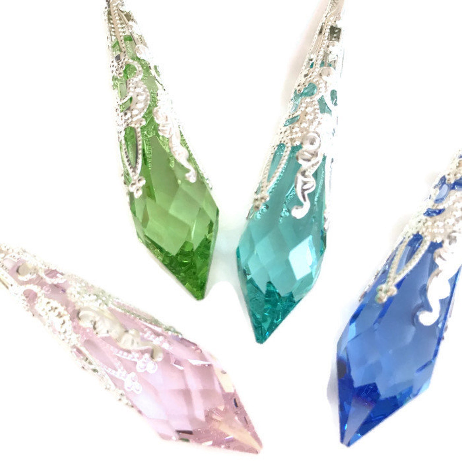 Swarovski Strass Drop Prism Necklace Antique Filigree | Etsy