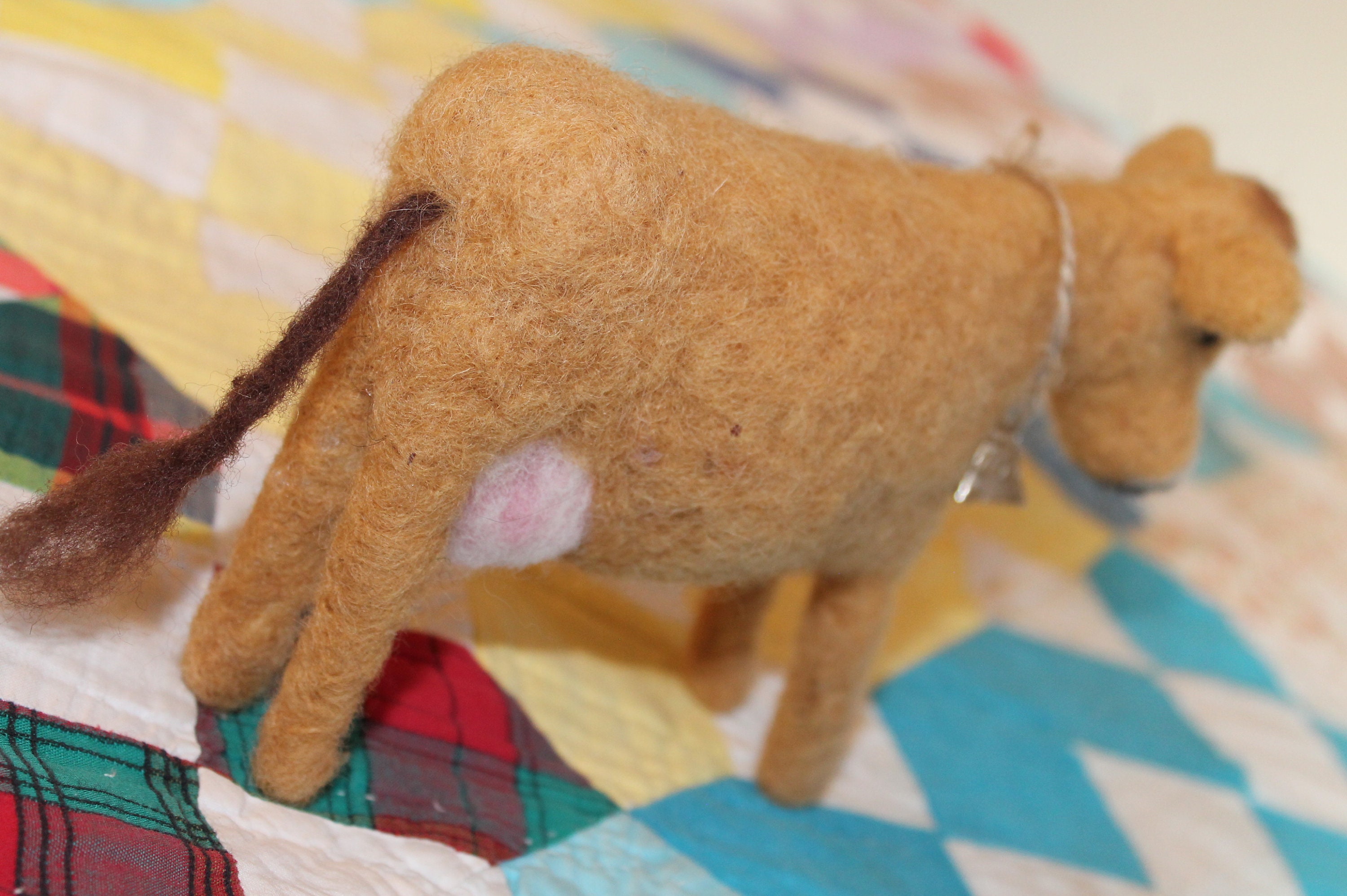 Needle-felted Country Cow/animal, Fiber-sculpted Cow Barn Farm Animal ...