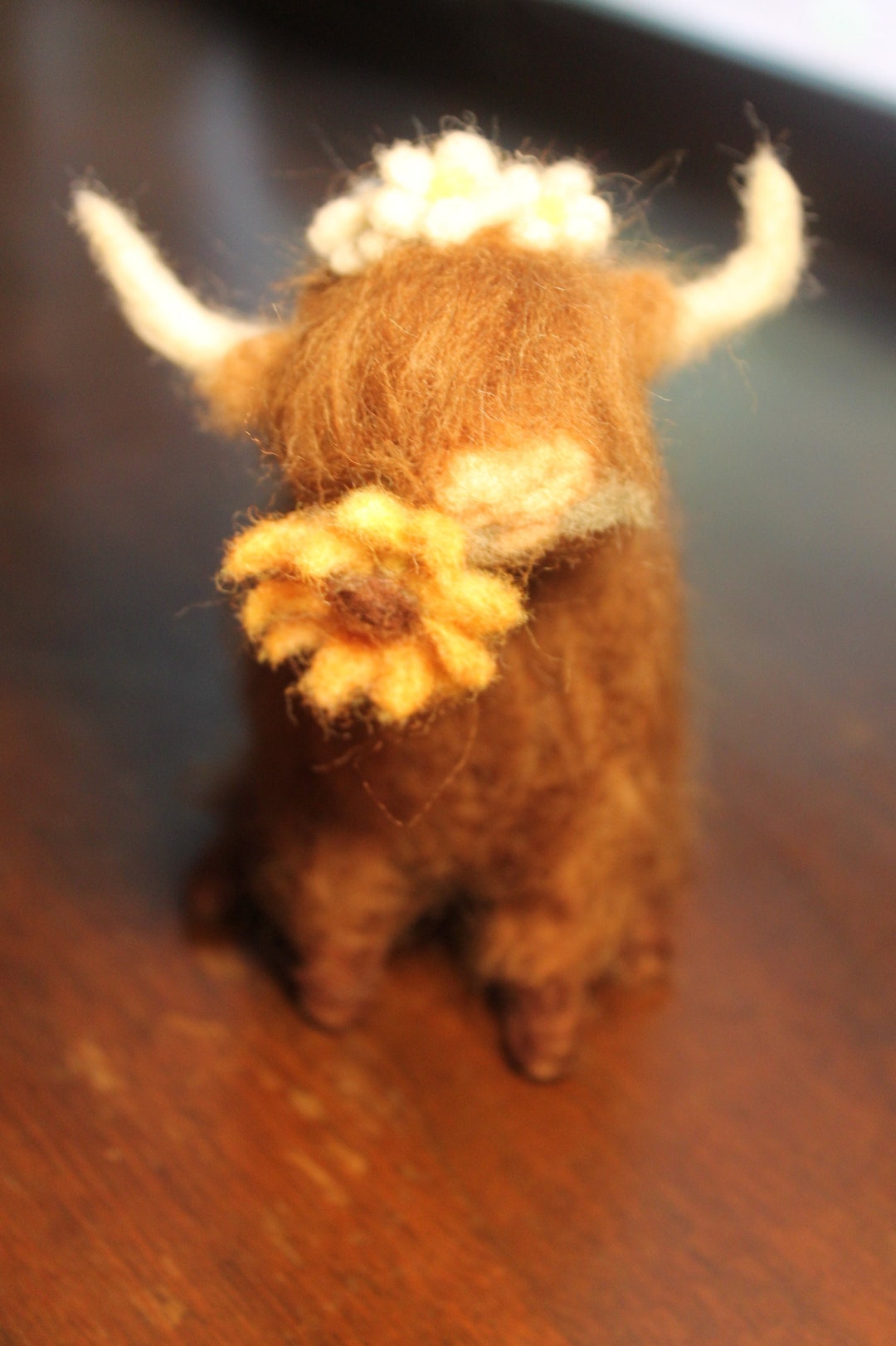 Needle Felted Scottish Highland Bull Cow, Needle Felted Cow Sunflowers ...