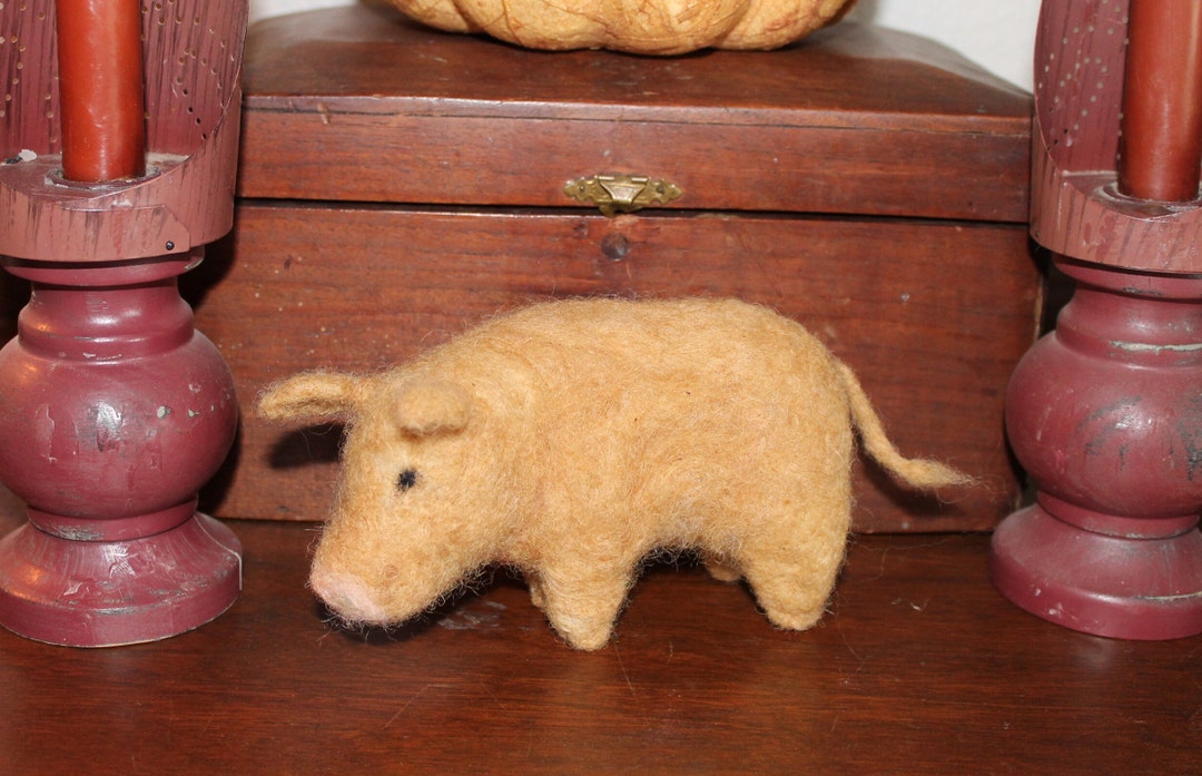 Needle-felted Pig/hog, Fiber-sculpted Barn/farm Animal, Country Animal ...