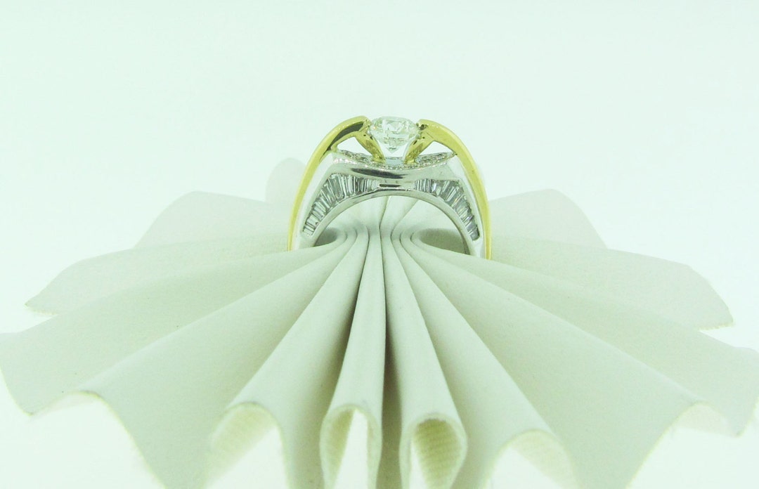 18 K Gold Modern Design Tension Set Diamond Engagement Ring - Etsy