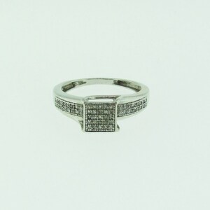 Vintage 10 K White Gold Diamond Square Top Ring - Etsy
