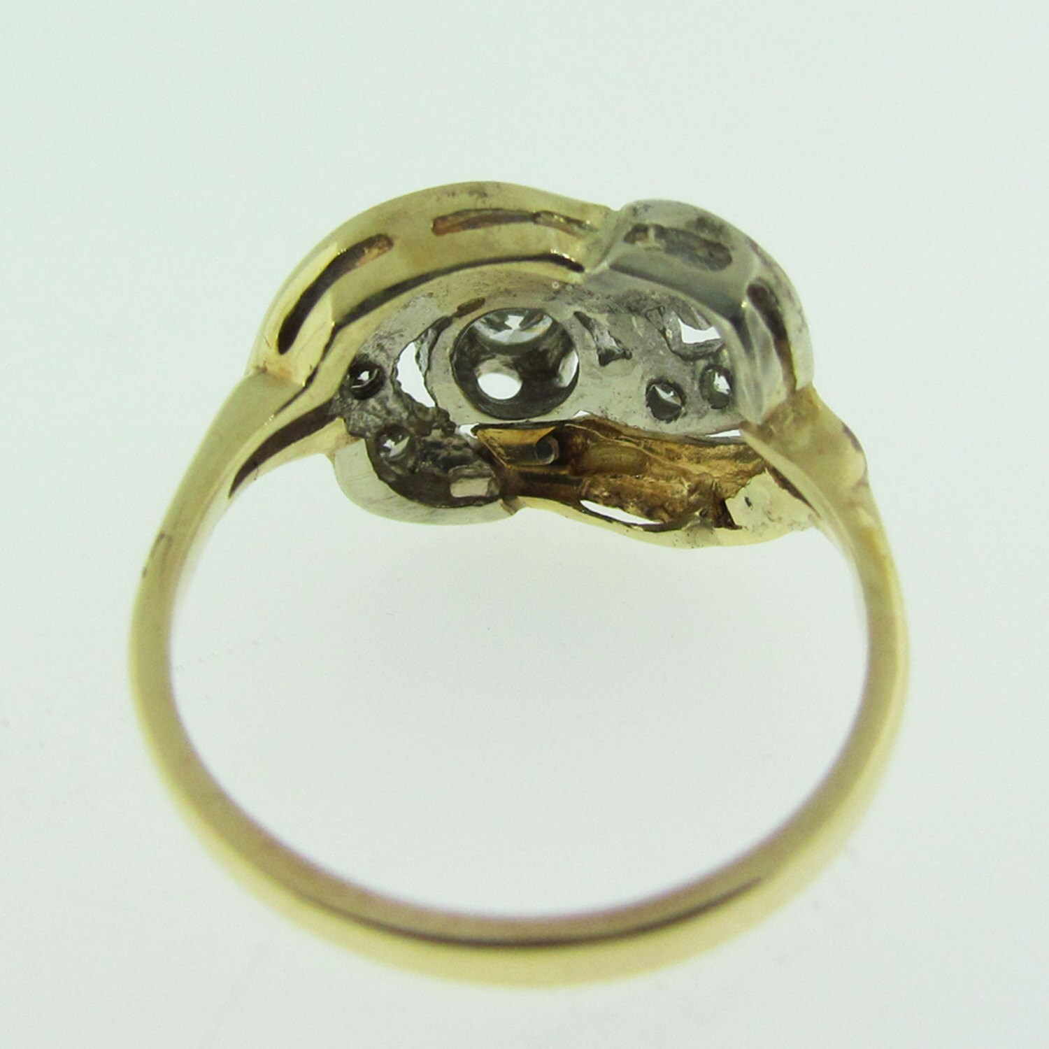 Vintage 14K Yellow and White Gold Diamond Art Deco Ring - Etsy