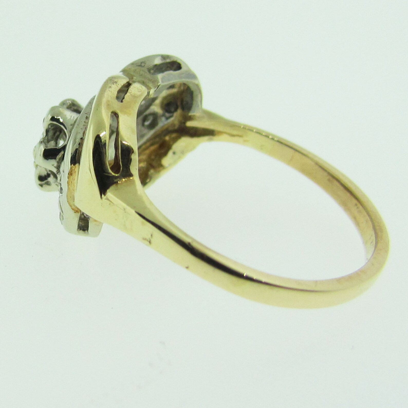 Vintage 14K Yellow and White Gold Diamond Art Deco Ring - Etsy