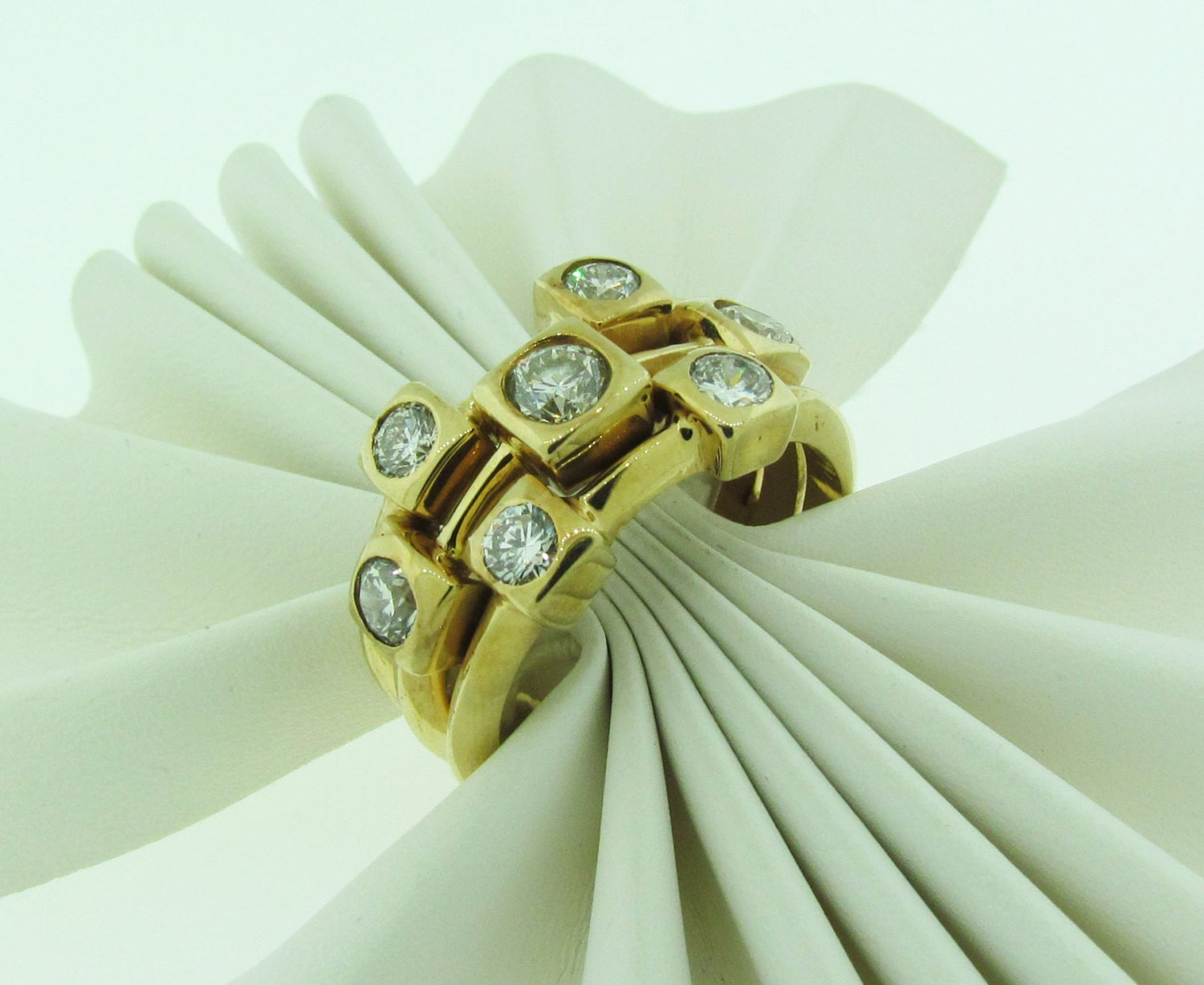 14 K Gold and Diamond Custom Design Triplet Ring - Etsy