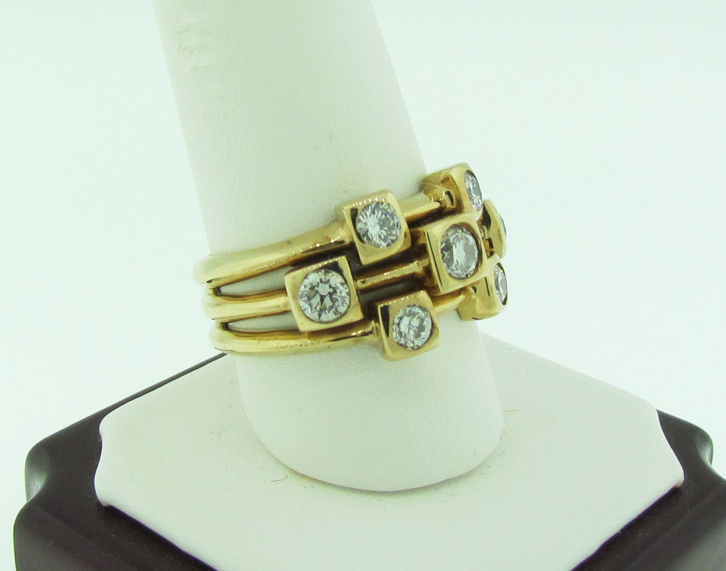 14 K Gold and Diamond Custom Design Triplet Ring - Etsy