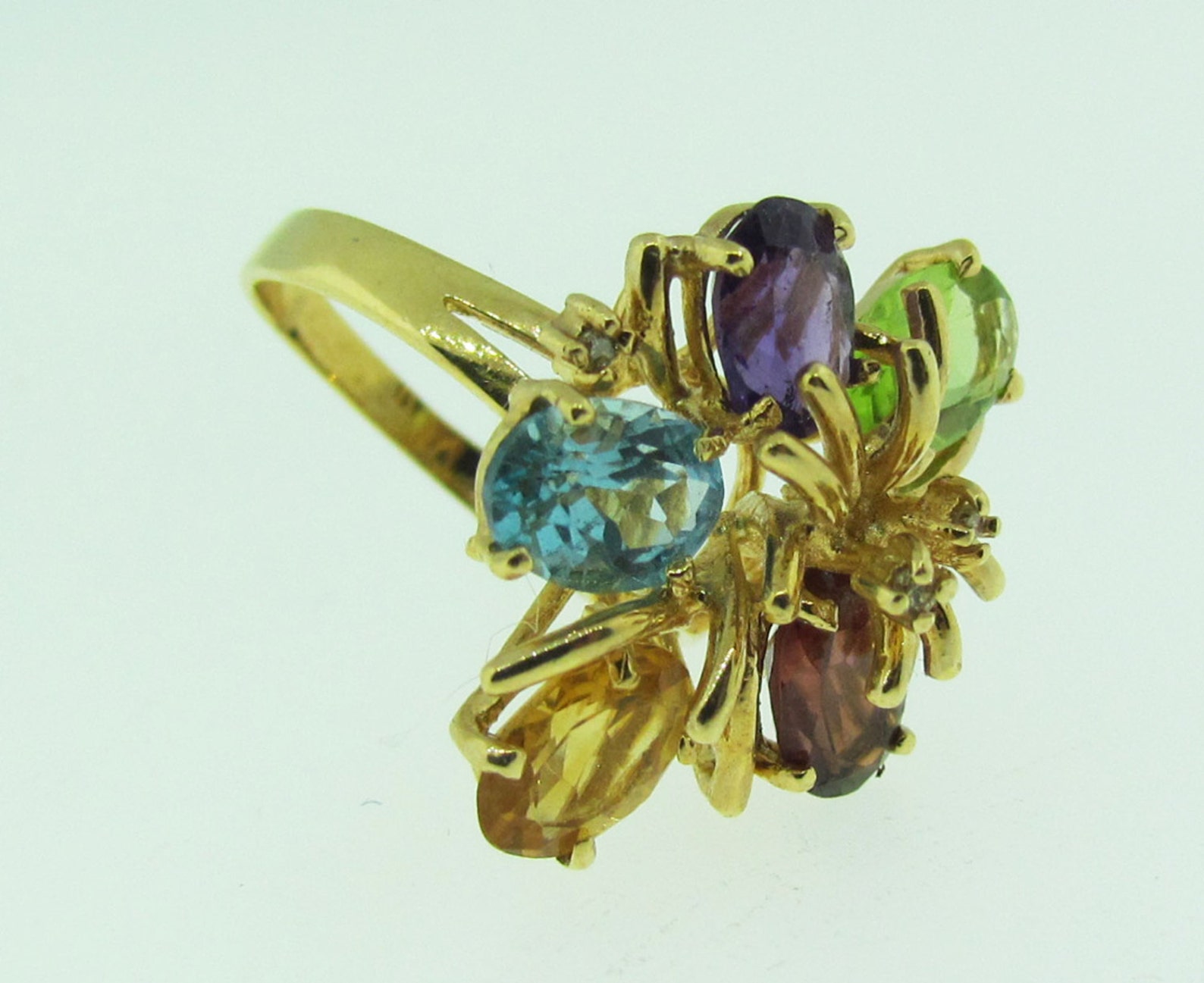 Vintage Multi Color Stone Ring. - Etsy