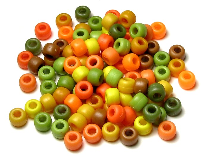Autumn Color Pony Beads 9mm Matte Acrylic Thanksgiving Day Jewelry ...