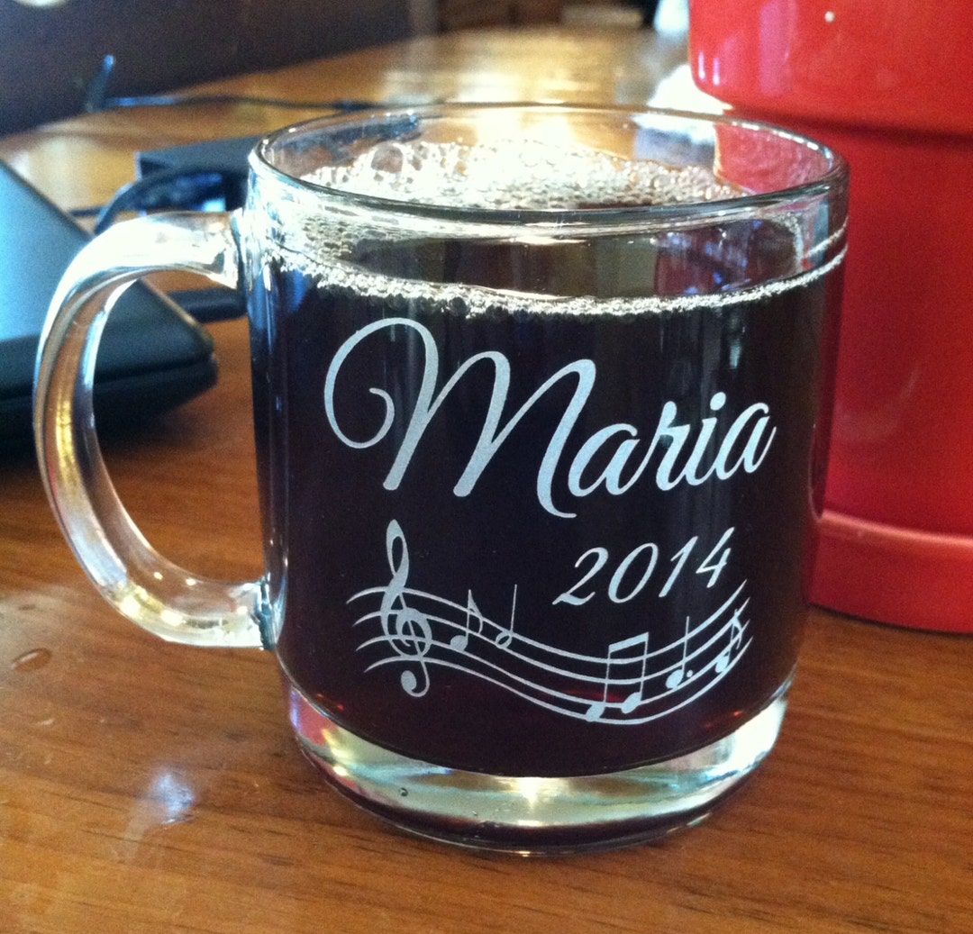 Coffee Cup With Name, Date and Music Notes - Etsy