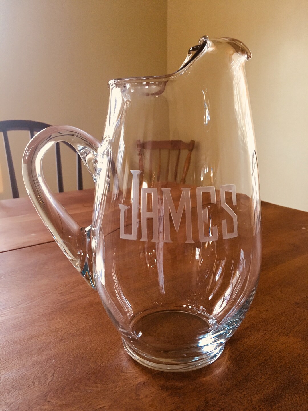 Engraved Glass Pitcher With Hand Cut Name or Monogram - Etsy