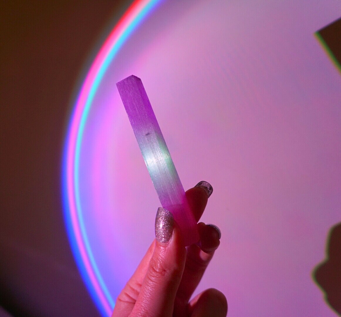 Rainbow Aura Selenite Wand Angel Aura Electroplated Selenite Stick - Etsy