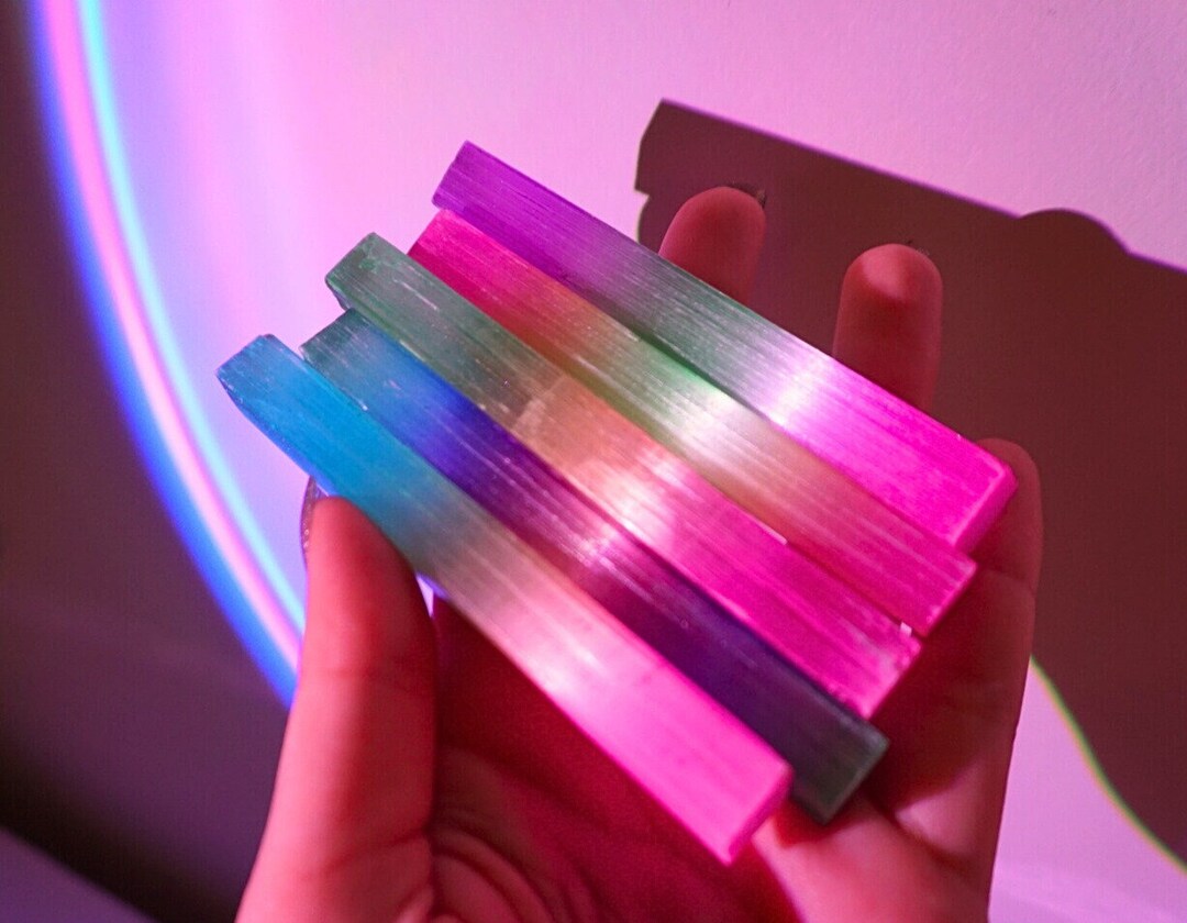 Rainbow Aura Selenite Wand Angel Aura Electroplated Selenite Stick - Etsy