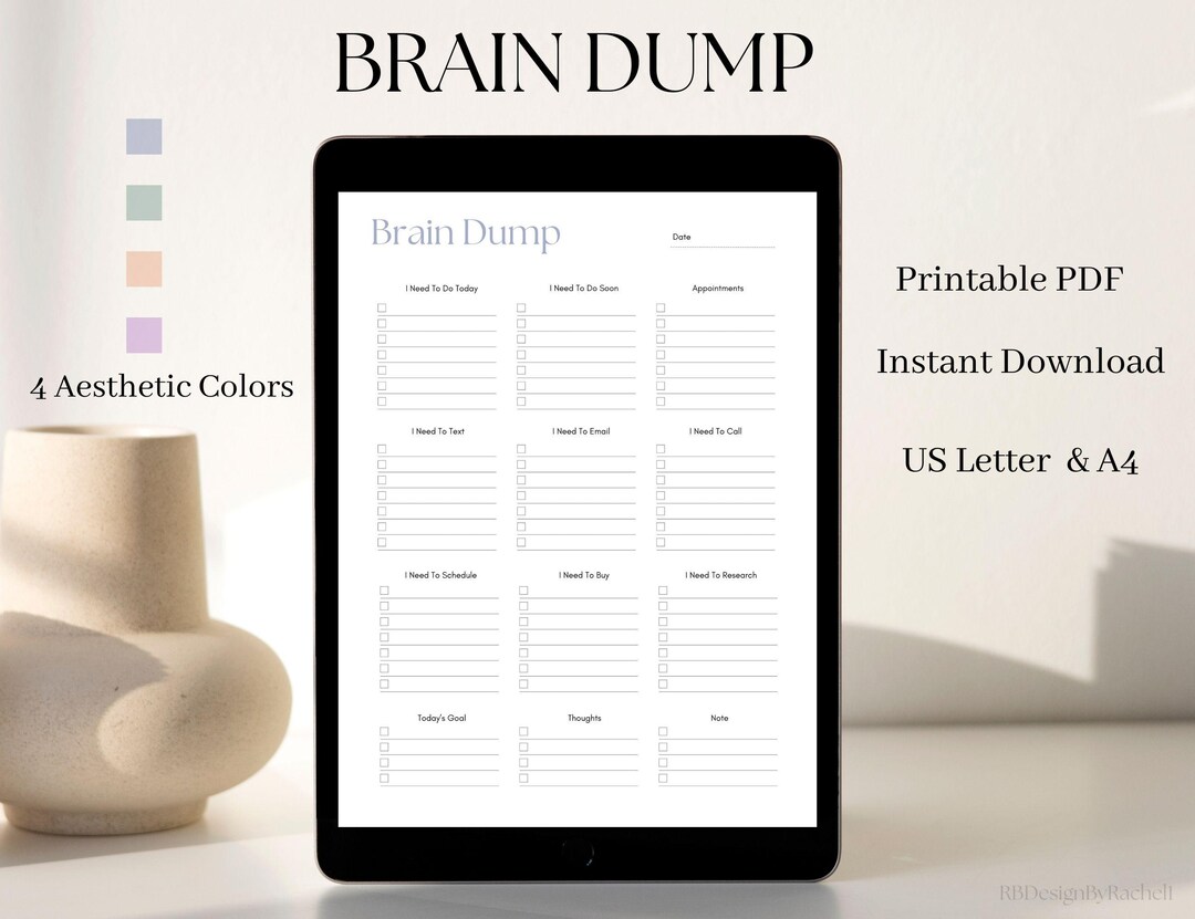 Printable Brain Dump Template: Simple and Minimalist Daily Planner (a4 ...