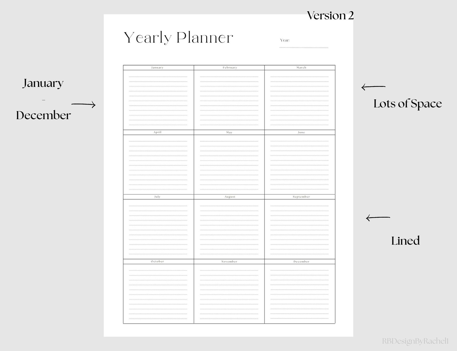 Year at A Glance Planner: Printable & Editable Checklist (PDF Download ...