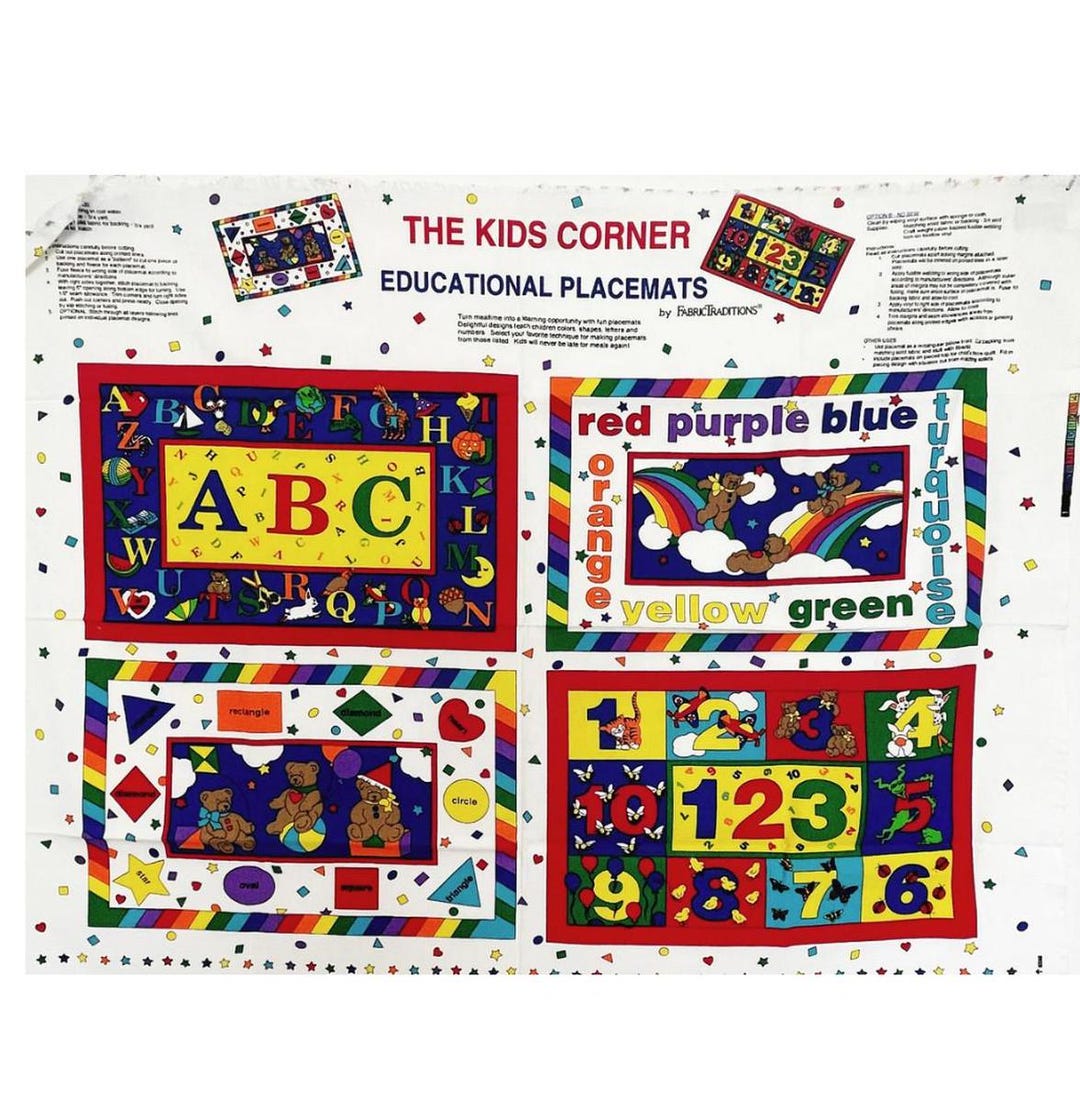 DIY Kids Corner Educational Placemats Alphabet, Colors, Letters, Shapes ...